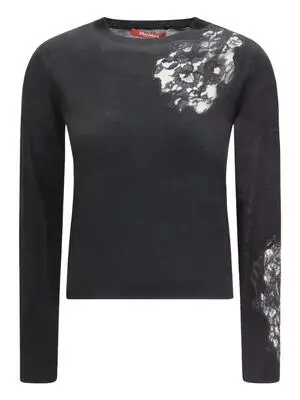 Max Mara Max Mara Lace Appliqué Long Sleeve T-Shirt Black