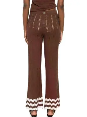TWINSET Knitted Trousers With Zig-zag Pattern And Fringes - Brown