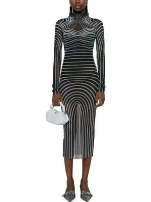 Patrizia Pepe Abstract-print Tulle Midi Dress - Black