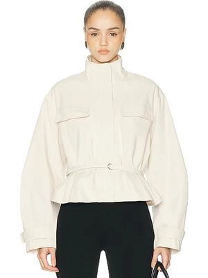 L'academie Cotton Jacket With Belt - Beige
