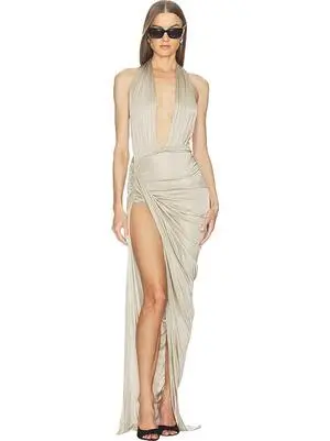 Atlein Open Draped Gown In . Also - Beige