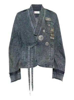 HUI MILANO Embellished Denim Jacket - Blue