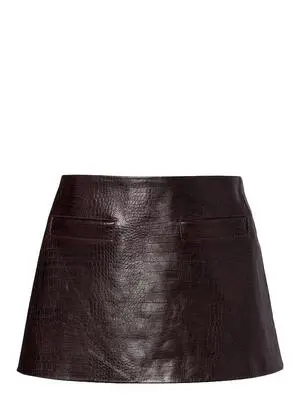 THE FRANKIE SHOP Rory Croc-effect Leather Miniskirt - Brown