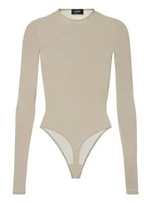 Wardrobe.NYC Sheer Long-Sleeved Bodysuit Grey