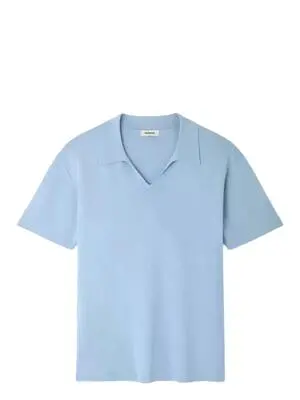 Sandro Stretch Knit Polo Shirt - Blue