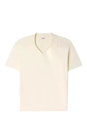 Sandro Stretch Knit Polo Shirt Neutrals