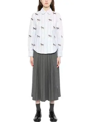 Thom Browne Thom Browne Horse-Embroidered Shirt Blue