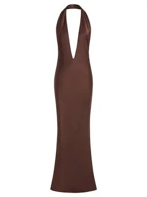 16Arlington Maren Bias-cut Satin Gown - Brown