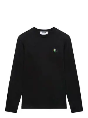 MSGM Floral Long-sleeve Top - Black
