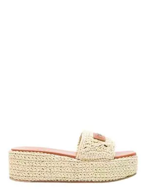 Versace Versace Raffia Platform Sandals Neutrals