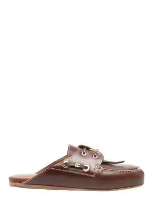 Maje Eyelet Lace-up Leather Mules - Brown
