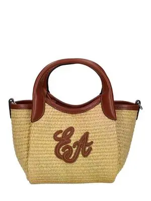 Emporio Armani Woven Top Handle Bag With Detachable Pouch - Neutrals