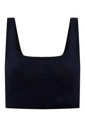 Dsquared2 Embroidered Sleeveless Cropped Top - Blue