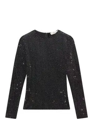FRAME Long-sleeve Embellished Top - Black