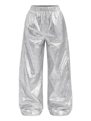 Tibi Winslow Metallic Wide-leg Trousers - Silver
