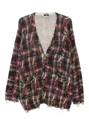 R13 Frayed Checkered Cardigan - Black
