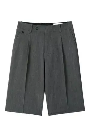 TONYWACK Tailored Shorts With Frayed Hem And Button Detail - Grey