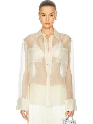 SEROYA Estella Silk Shirt - Eggshell