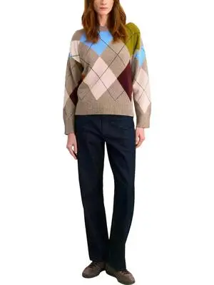 Pringle Of Scotland Argyle Crew-neck Lambswool Sweater - Neutrals
