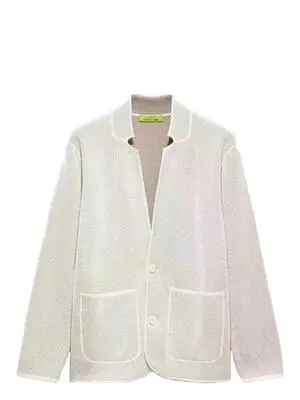 Shanghai Tang Textured Knit Blazer With Button Pockets - Neutrals