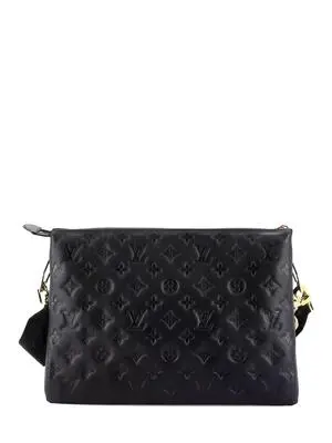 LOUIS VUITTON Coussin MM Crossbody Bag Monogram Embossed Lambskin Black