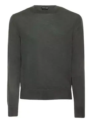 TOM FORD Round Neck Long Sleeve Sweater - Grey