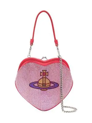 VIVIENNE WESTWOOD Heart-frame Tote Bag With Rhinestone Embellishments - Red