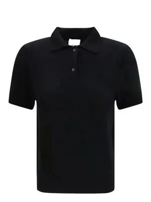ALLUDE Cashmere Polo Top - Black