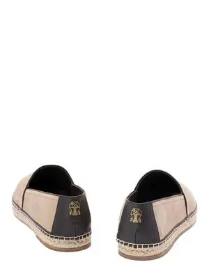 Brunello Cucinelli Grained Calfskin Espadrilles With Piping - Neutrals