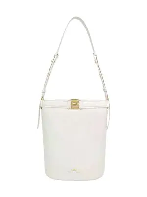 Elisabetta Franchi Naplak-effect Bucket Bag - White
