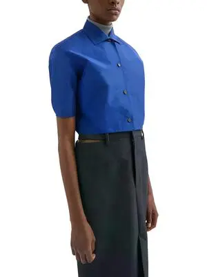 JIL SANDER Cropped Technical Crêpe Shirt - Blue