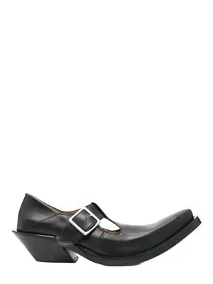 EGONLAB Leather Buckled Spike Loafers - Black