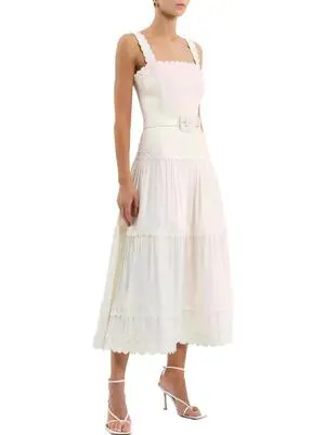 Rebecca Vallance Kahlia Scalloped Midi Dress - Neutrals