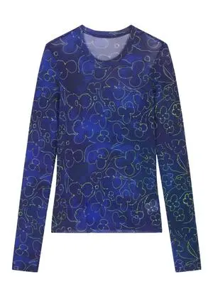 JNBY JNBY Floral Fitted Long Sleeve T-Shirt Blue