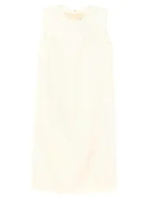 LESS Sleeveless Round Neck Midi Dress With Pockets - Neutrals