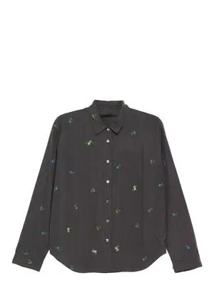 JNBY Floral Embroidered Cotton Blouse - Grey