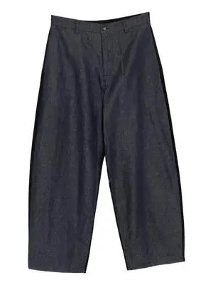 CROQUIS Denim Blue Loose Fit Trousers With Side Stripe - Black