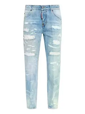 Dsquared2 Distressed Rainbow Embroidered Trousers - Blue