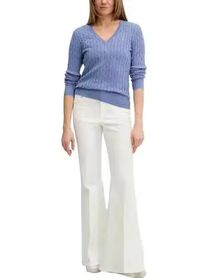 Gant V-neck Cable Knit Sweater - Blue