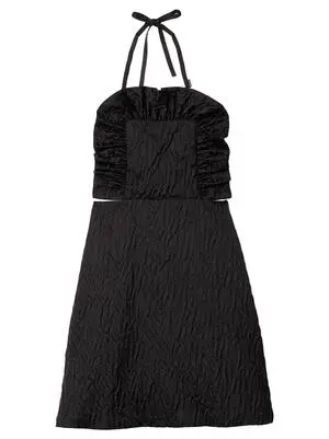 Miu Miu Cloqué Duchesse Halterneck Dress With Ruffle Detail - Black