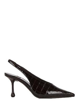 JIMMY CHOO Isa Shiny Croc Embossed Leather 95 Slingback - Sambuco