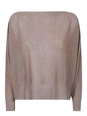 D.exterior Boat Neck Long Sleeve Sweater - Neutrals