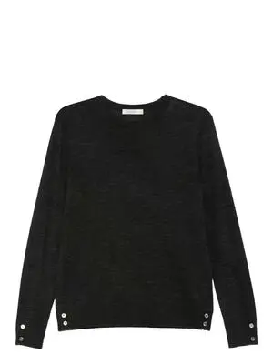 IVORY PARIS Crew Neck Button Cuff Sweater - Grey