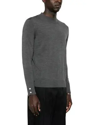 IVORY PARIS Mock Neck Sweater With Buttoned Cuffs - Grey