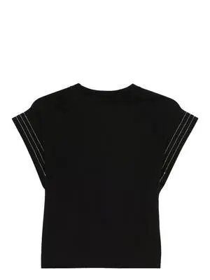 D.exterior Embellished Round Neck Sleeveless Top - Black