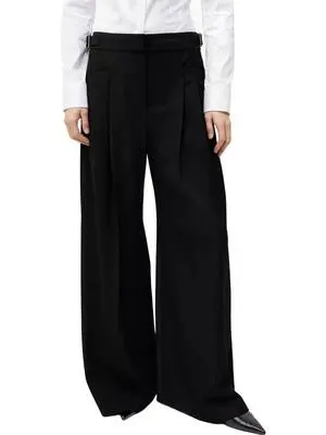 BOSS Pleated Wide-leg Trousers - Black