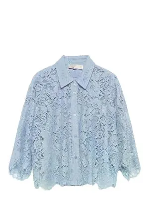 Michael Kors Lace Overlay Shirt - Blue