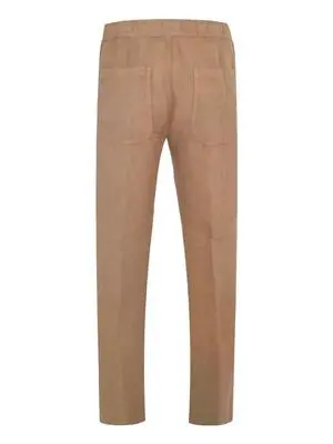 120% Lino Drawstring Elasticated Waist Trousers - Neutrals