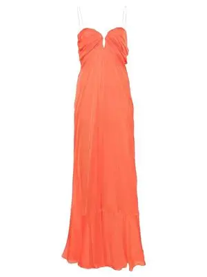 Raquel Diniz Ruched Maxi Dress With Keyhole Detail - Orange