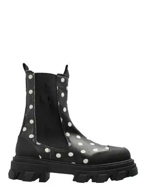 GANNI Polka-dot Chelsea Boots With Platform Sole - Black